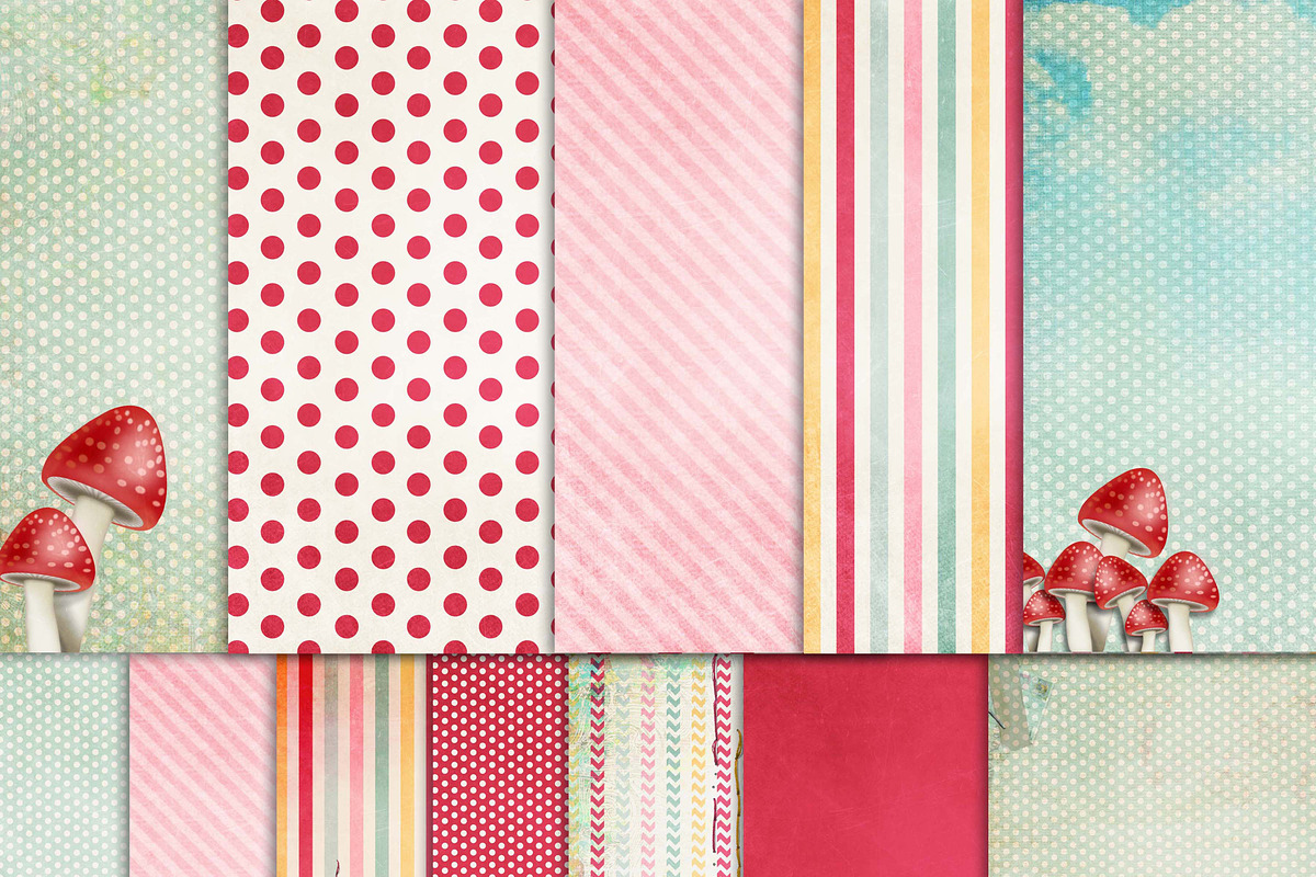 Digital Scrapbook paper pack, a Pattern Graphic by Creativeqube Design