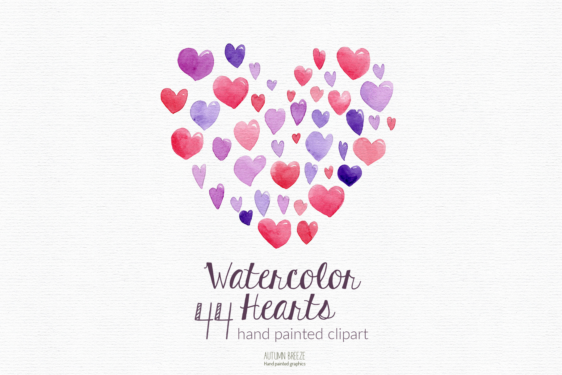 watercolor hearts clipart, a Seasonal Illustration by Autumn Breeze