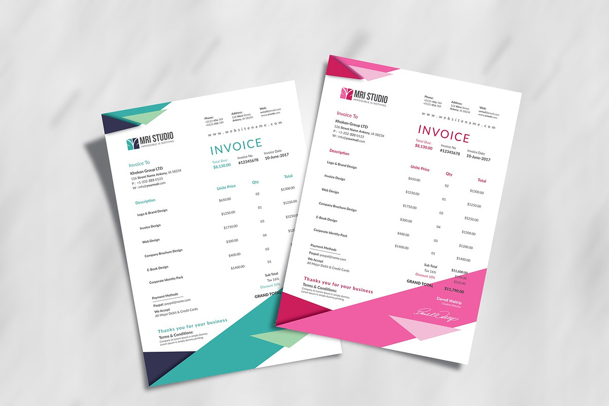 Creative Invoice Template, a Stationery Template by MRI STUDIO