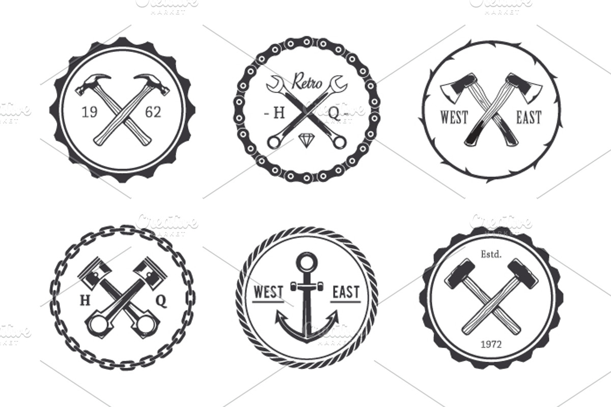 Crafts Emblems + Brushes #2, an Illustration by Vecster | Creative Market