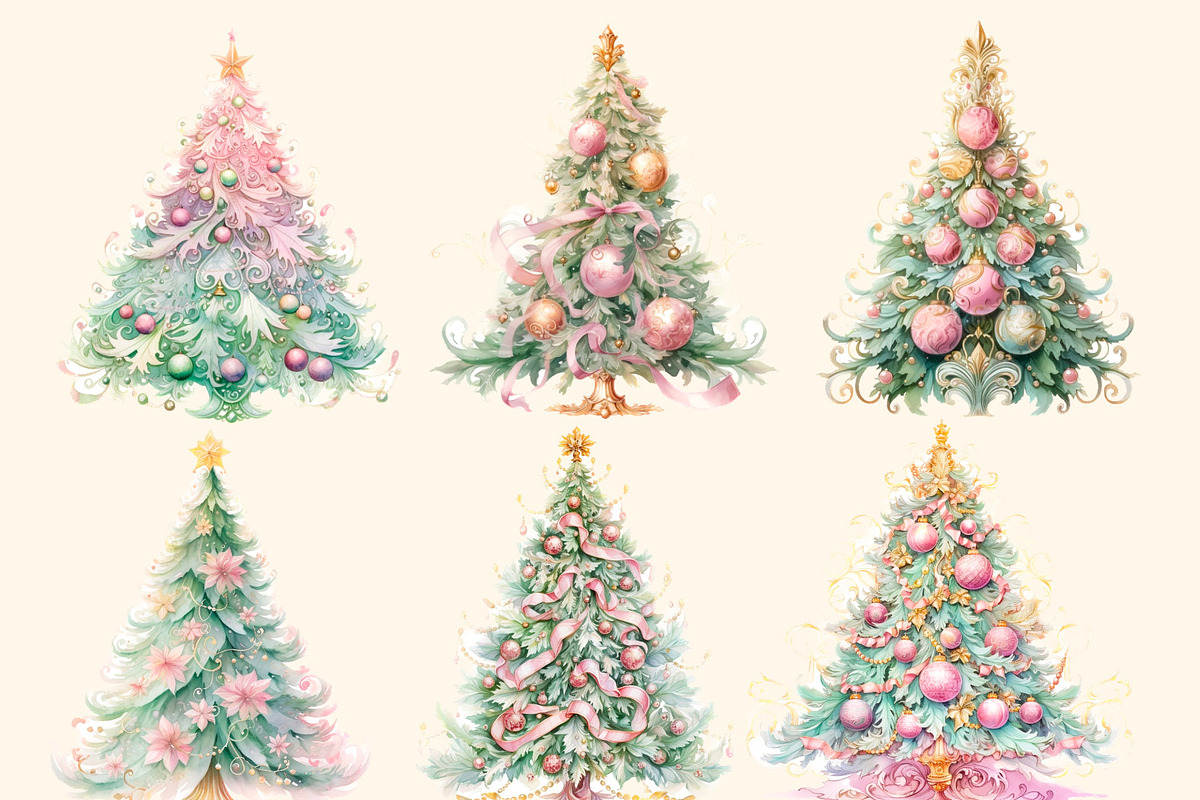 Victorian Christmas tree, clipart, a Decorative Illustration by Hello ...