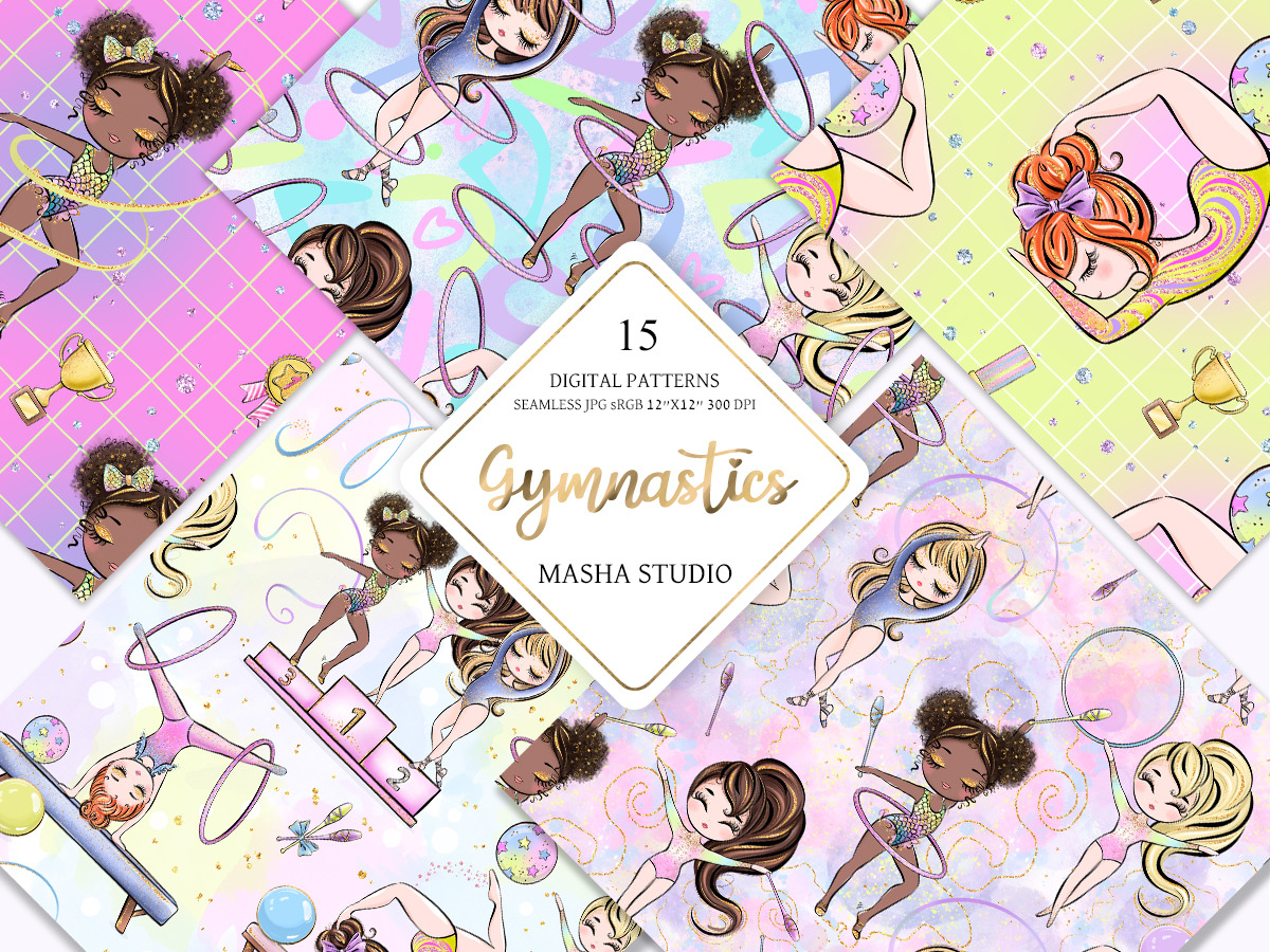 Gymnastics Digital Papers, a Pattern Graphic by Masha Studio