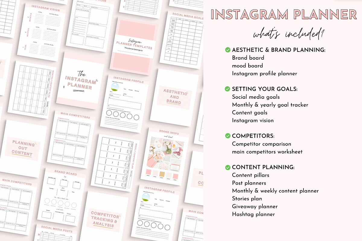 Instagram planner template Canva, a Social Media Template by Cate Creates
