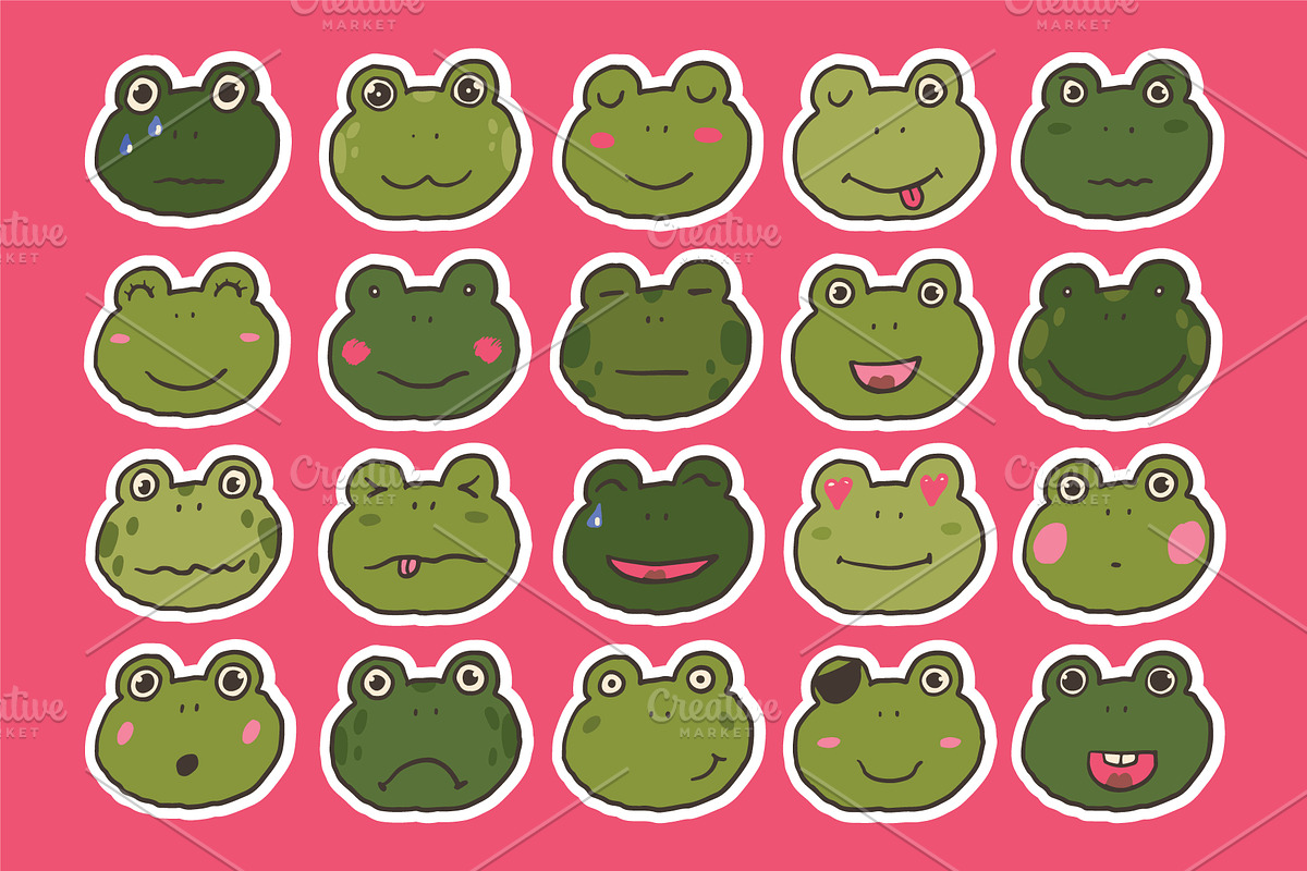 Frogs Funny Faces, an Animal Illustration by GooseFrol | Creative Market