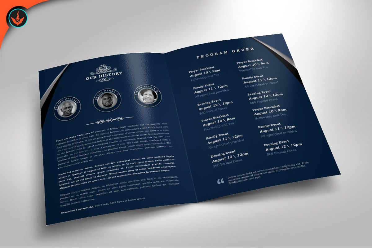 Silver Navy Blue Anniversary Program, a Brochure Template by SeraphimChris