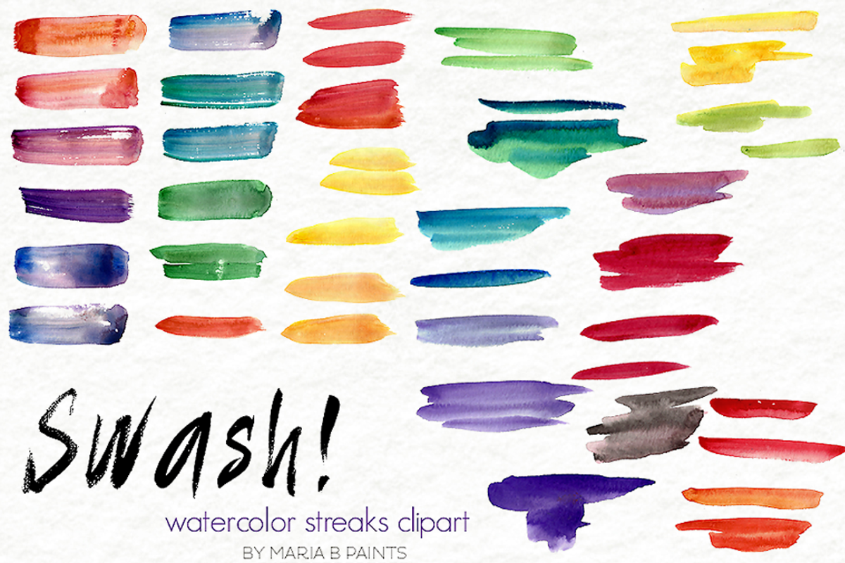Watercolor Brush Strokes Clip Art, an Illustration by Maria B. Paints