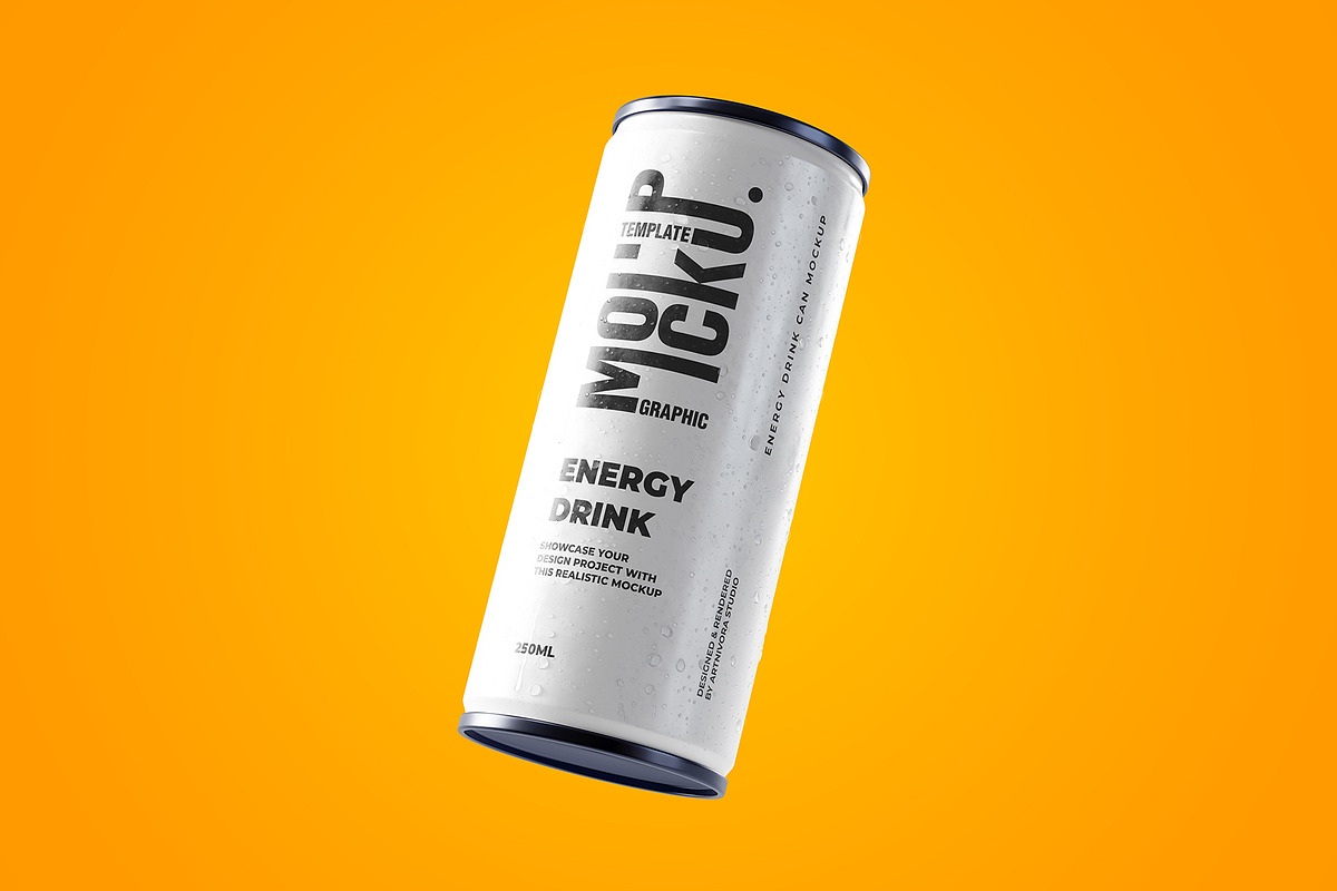 High Quality Energy Drink Can Mockup
