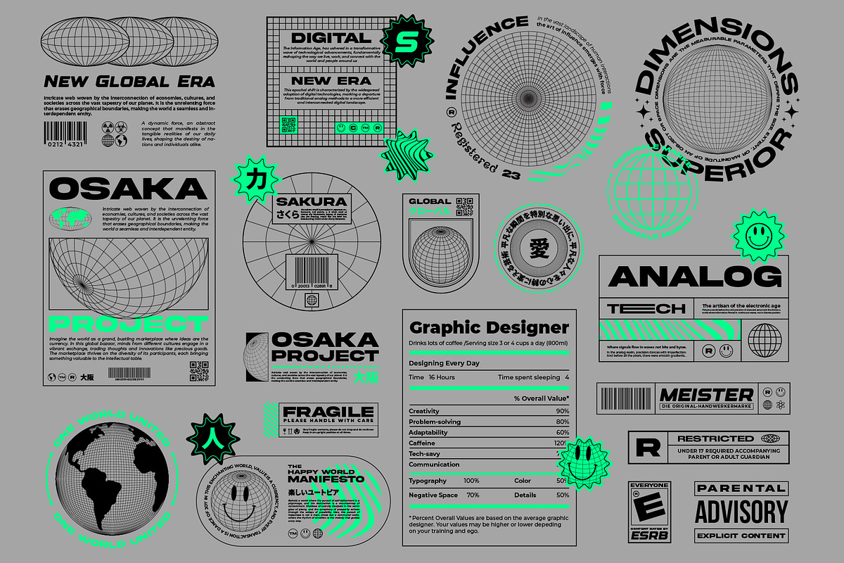 Retro Futurism Brutalist Collection, a Branding & Logo Template by ...