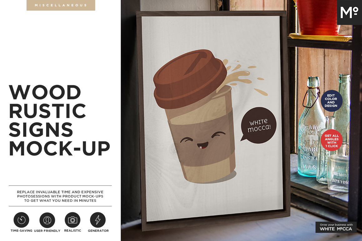 Wood Rustic Signs Mock-ups Generator, a Print Template by Mocca Mockups ...