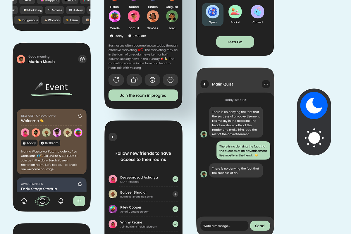 Social Audio App UI Kit | Creative Market