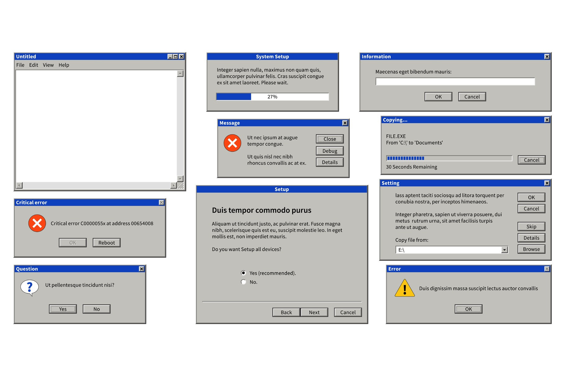 Old user interface. Browser window, a Technology Illustration by YummyBuum