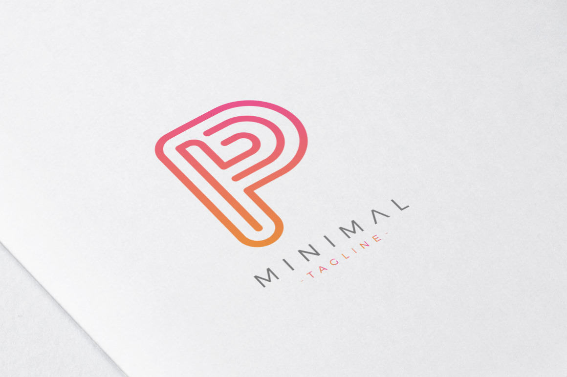 Minimal Line Initial Letter P Logo, an Education Illustration by Woo ...