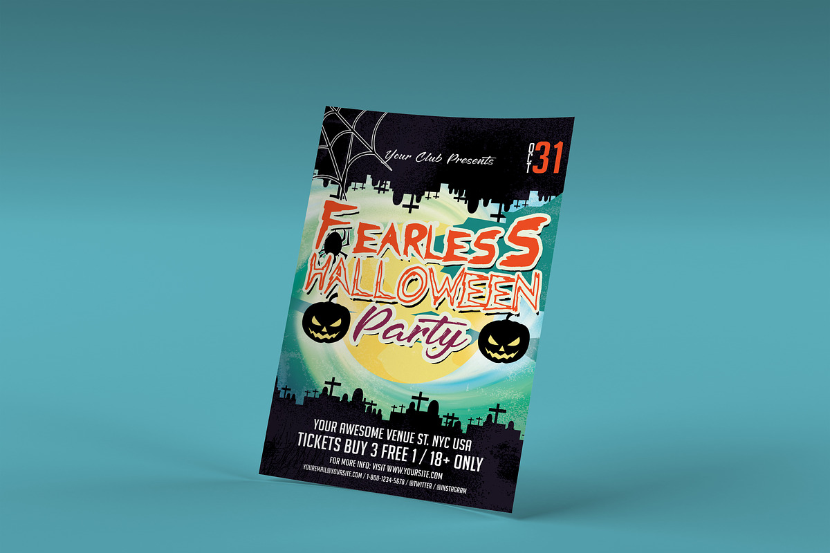 Fearless Halloween PSD Template, a Flyer Template by PresetHeroes