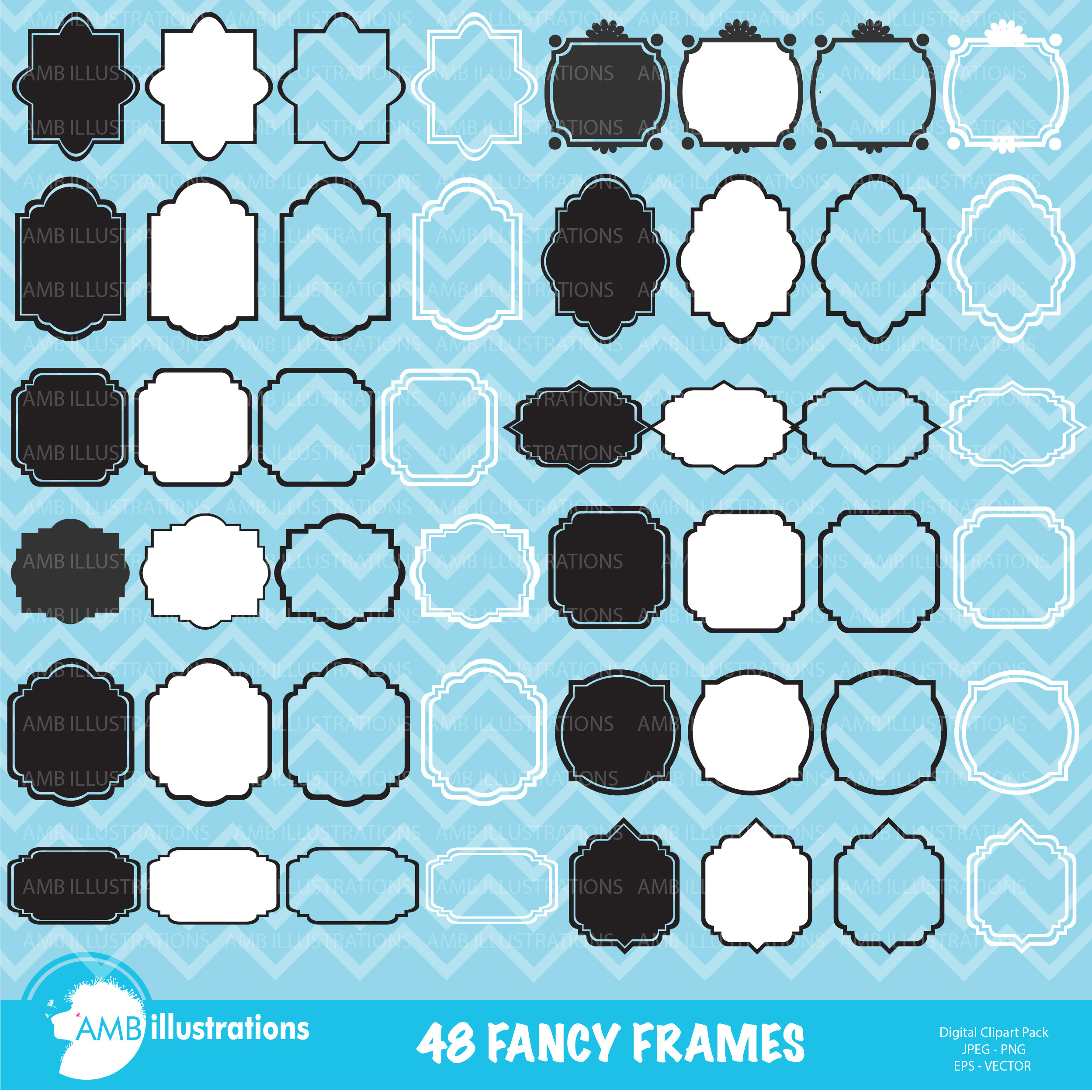 Digital Frames Clipart AMB-306, an Object Graphic by AMBillustrations