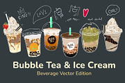 Bubble tea vector set | Creative Market