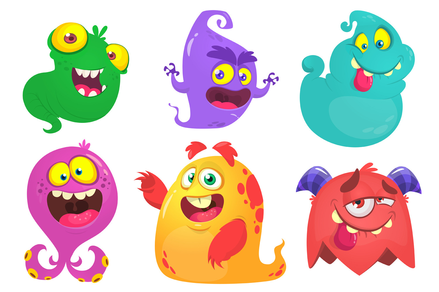 Cartoon monsters. Vector set, a Decorative Illustration by D R A W K M A N
