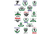 Billiards, snooker and pool emblems, a Background Graphic by Vector ...