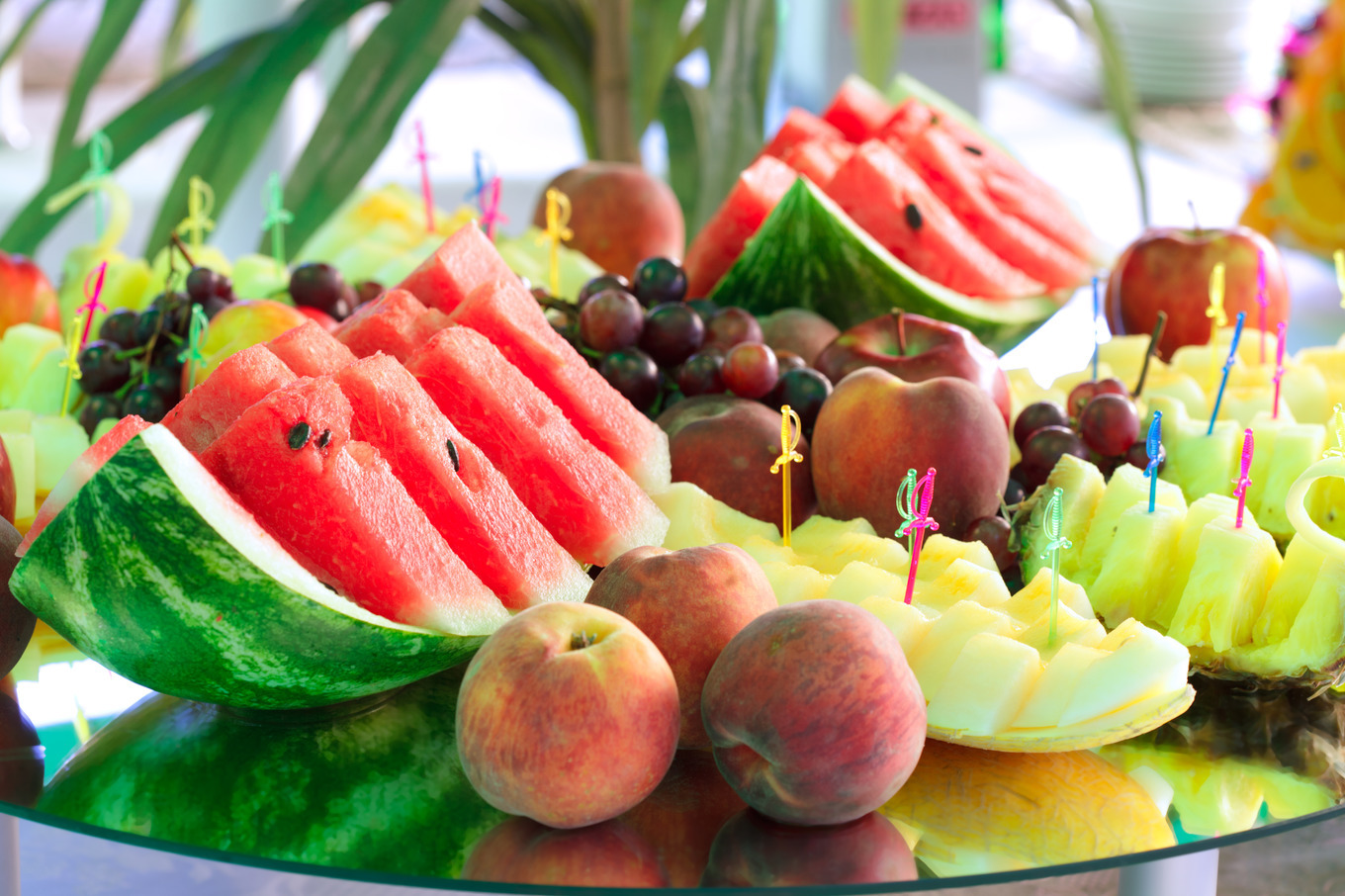 Fruits on mirror stand stock photo containing apple and background, a ...