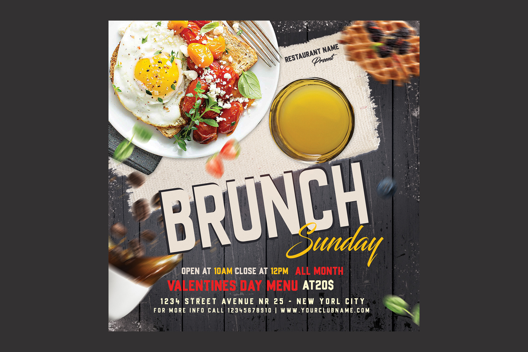 Brunch Restaurant Flyer, a Flyer Template by DSGraphicDesign