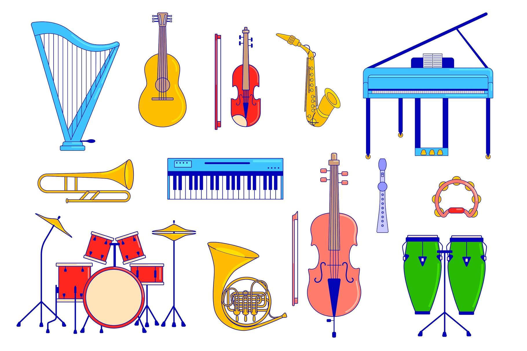 Musical instrument set isolated on, an Object Graphic by VectorsBang