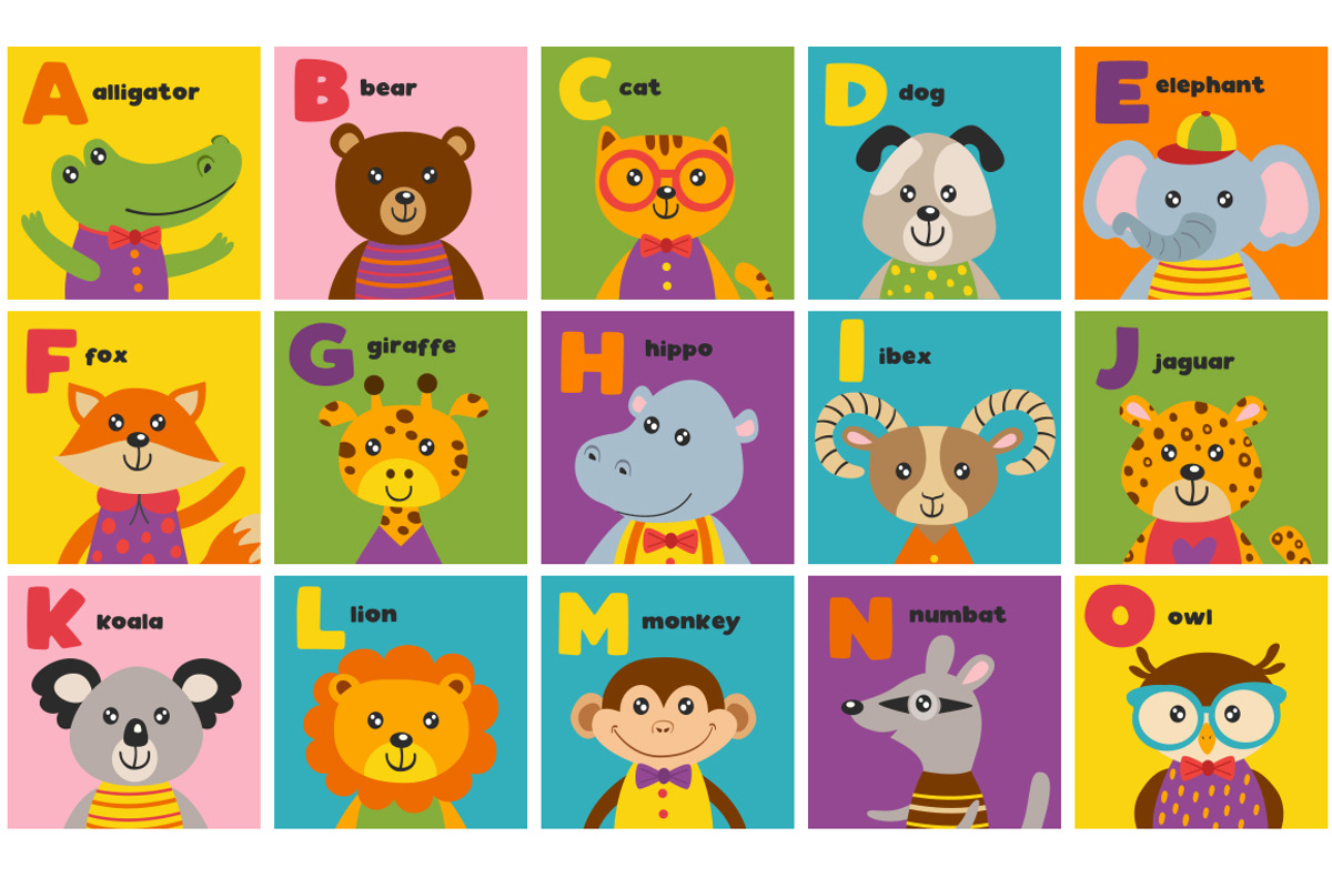 alphabet with cute animals, an Animal Illustration by NataKa