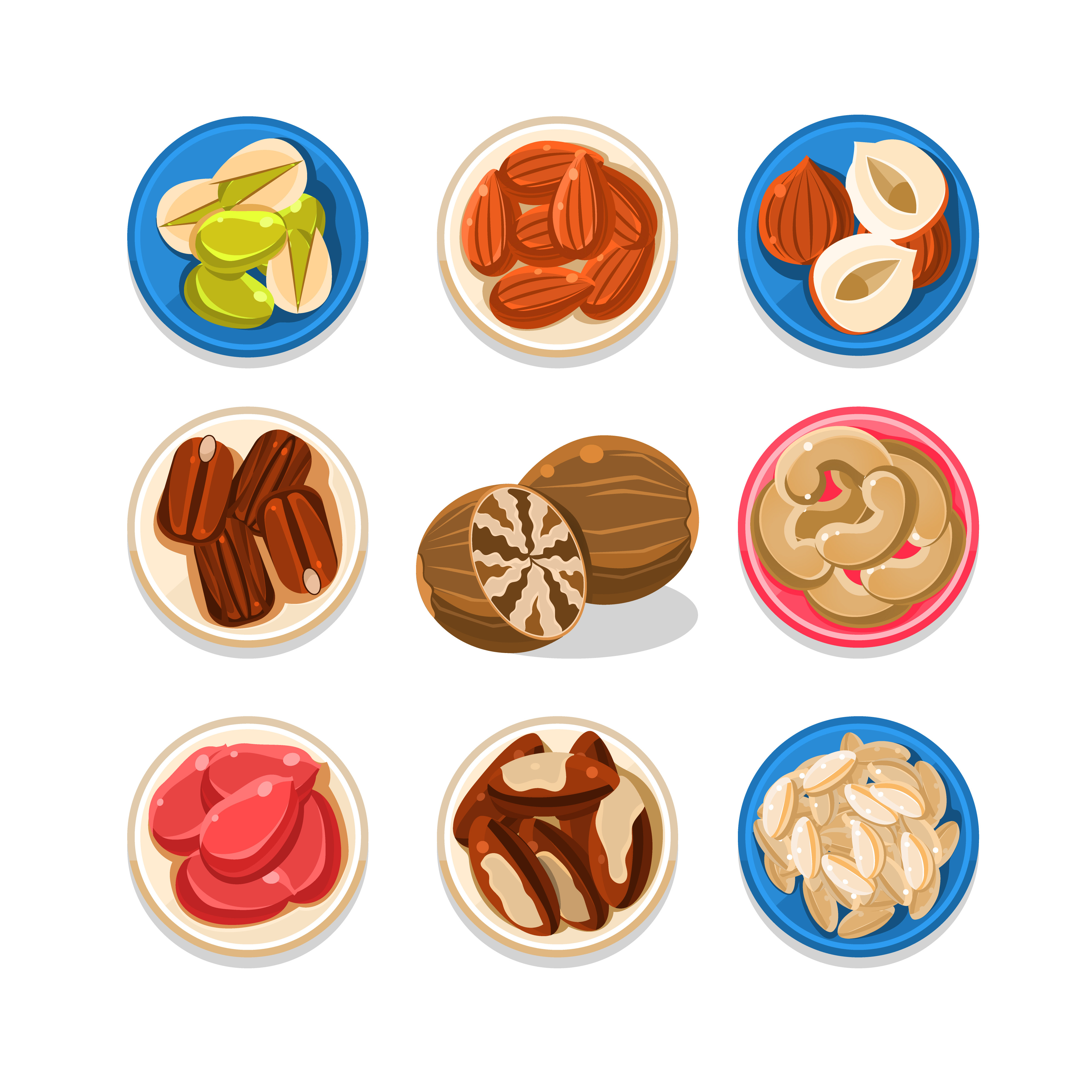 Nut Icon Set Vector Illustration, a Food Illustration by TopVectors