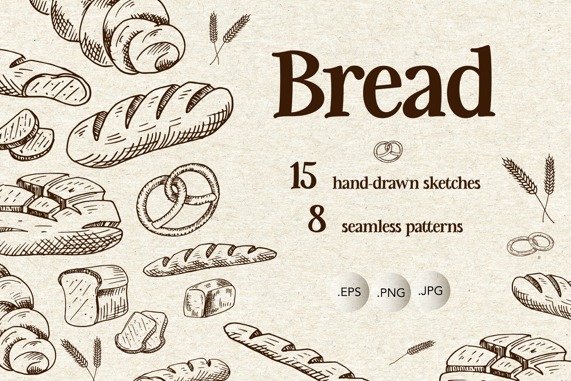 Bread. Sketches and patterns, an Object Graphic by Canatic | Creative ...