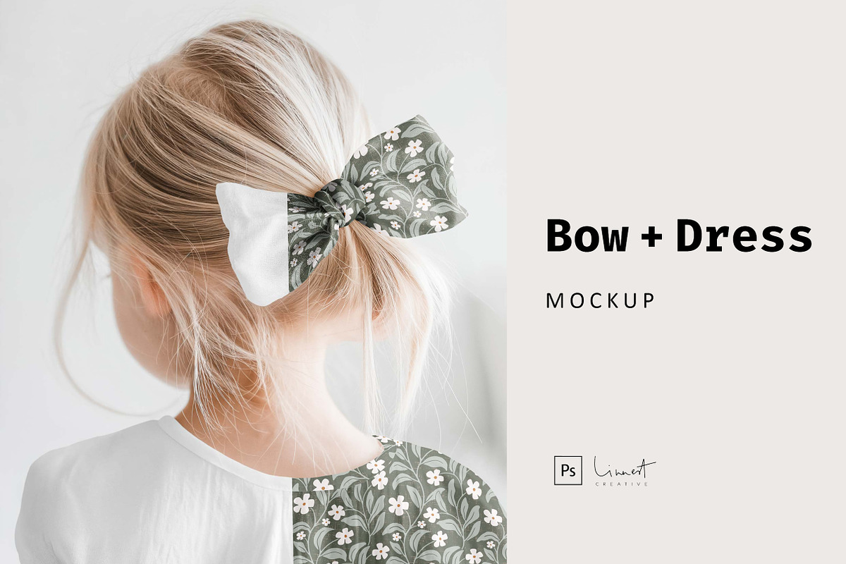 Hair Bow and Dress Mockup, an Apparel Mockup by LinnestCreative