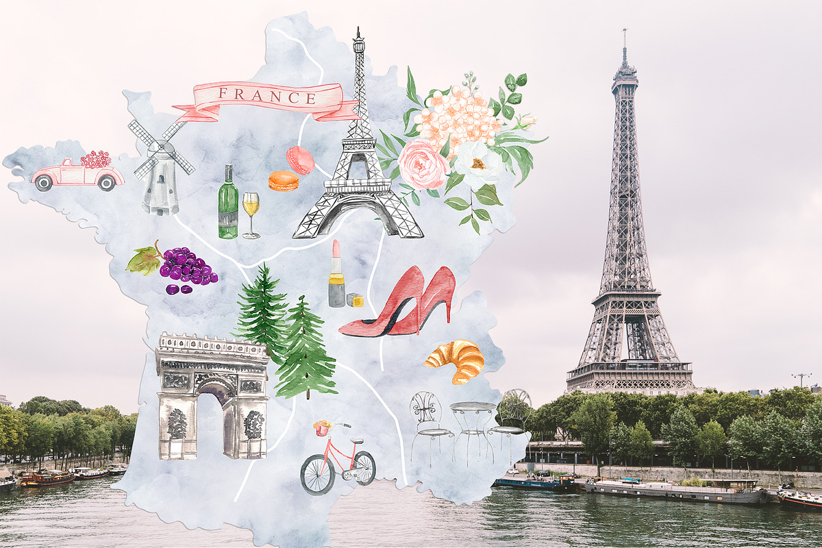 Watercolor Map Creator Wedding, an Illustration by Kaya Fonts