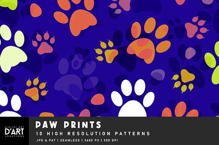 2 Sets of Pastel Paws digital paper, a Pattern Graphic by Doodle Cloud ...