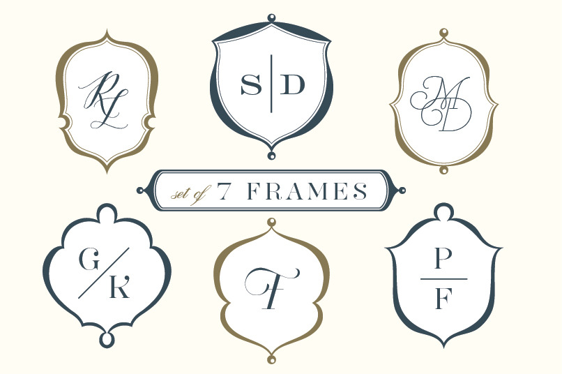 Set of 7 Frames & Crests, an Object Graphic by Bianca Mascorro Art