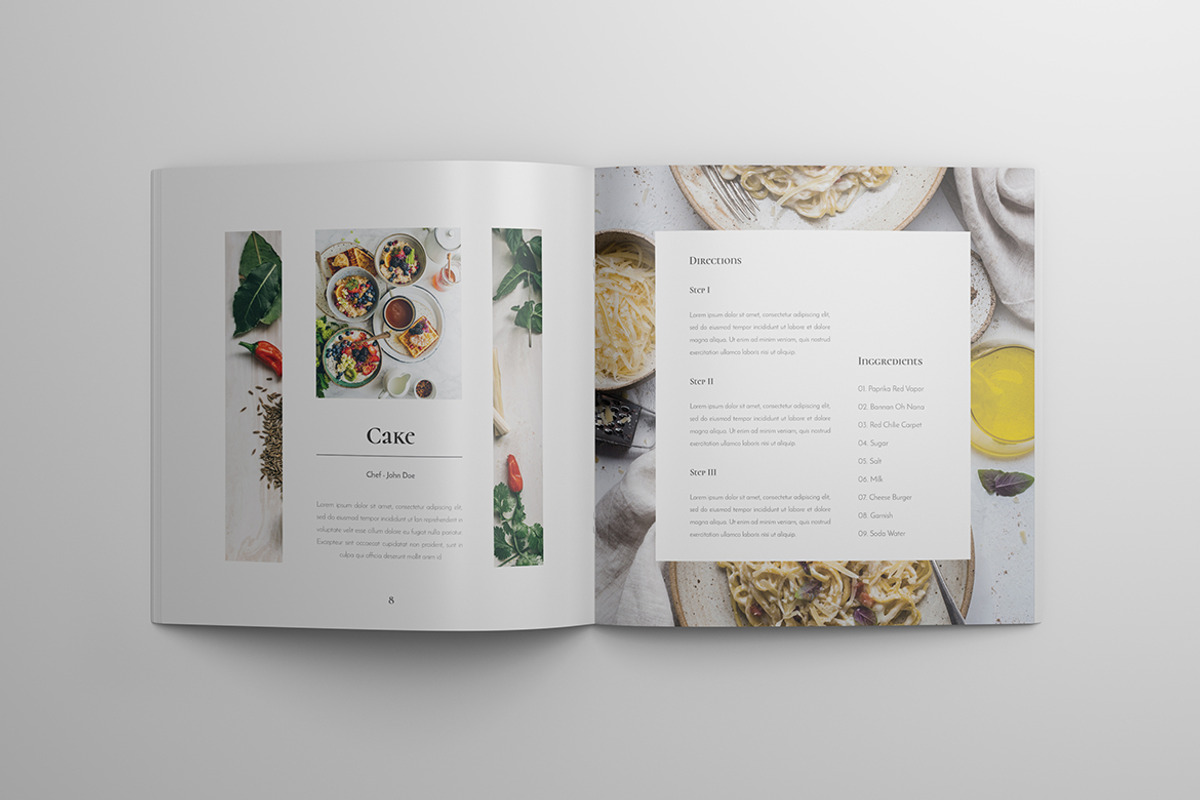 Square Cookbook / Recipebook, a Magazine Template by MA-KING_ART