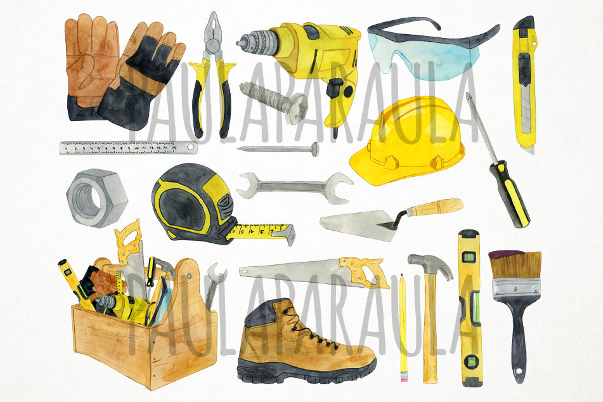 Watercolor Tools Clipart, Toolbox, an Illustration by Paulaparaula ...