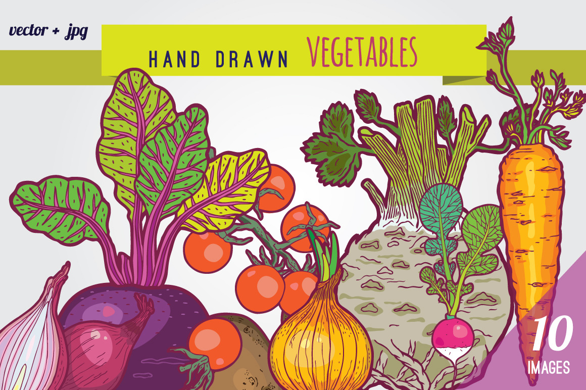 Hand drawn vegetables illustrations, a Food Illustration by smallDrawing