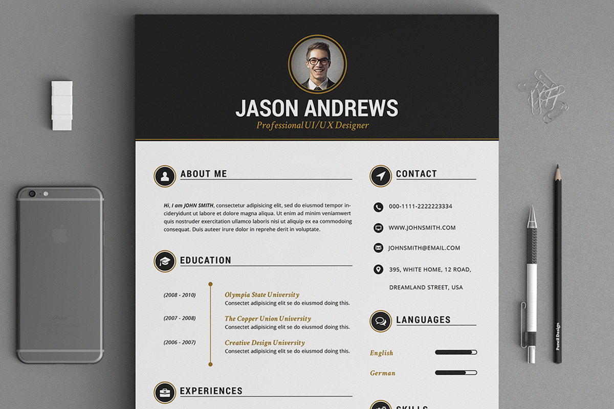 The Elegant Resume/CV Set Template, a Resume Template by SNIPESCIENTIST