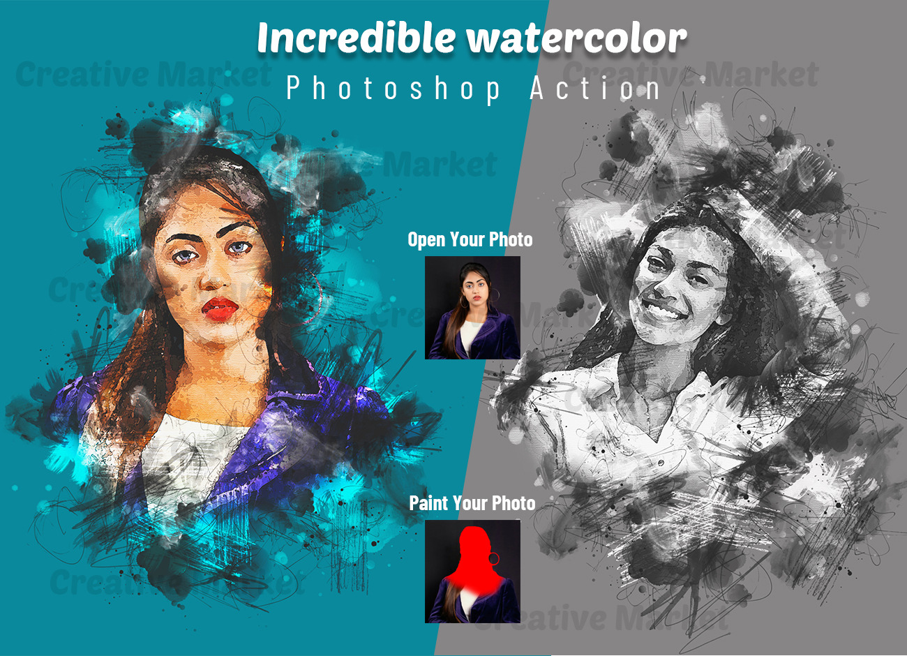 Incredible Watercolor PS Action, an Action Add-On by Studio Retouch