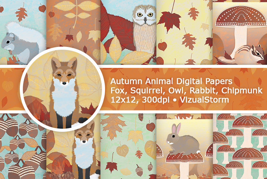 Fall Woodland Animal Patterns, a Pattern Graphic by VizualStorm ...
