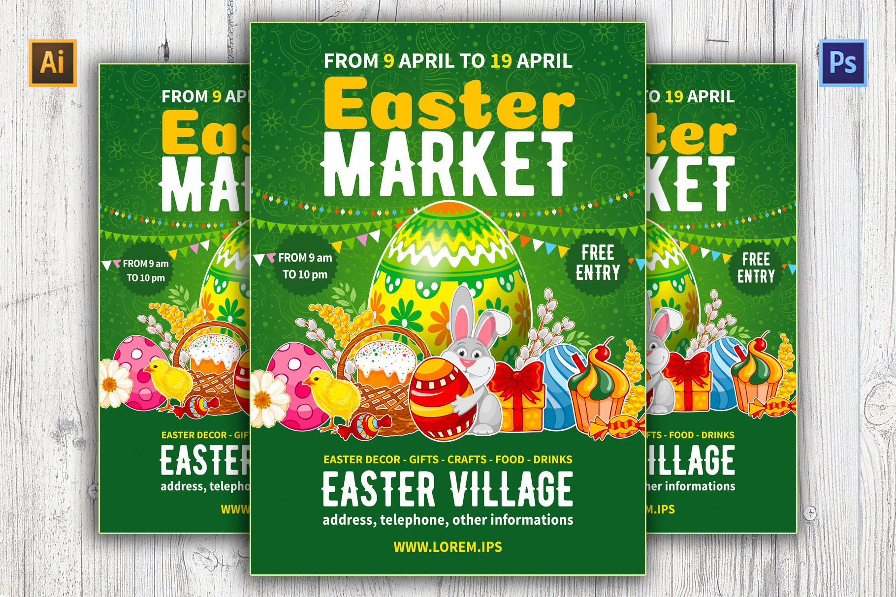 Template For Easter market flyer, a Flyer Template by Vector beauty
