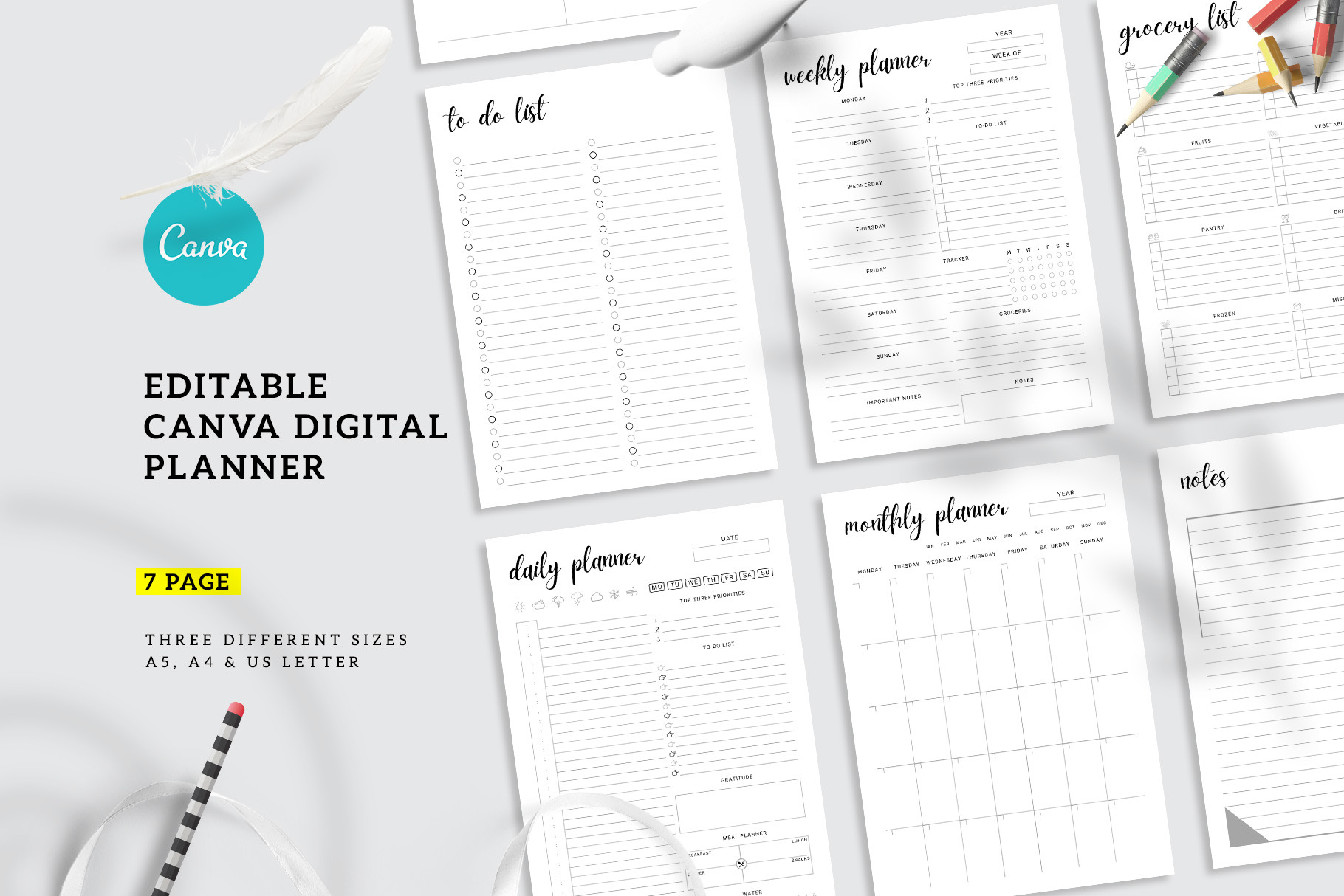 Editable Canva Digital Planner, a Stationery Template by Amit Debnath