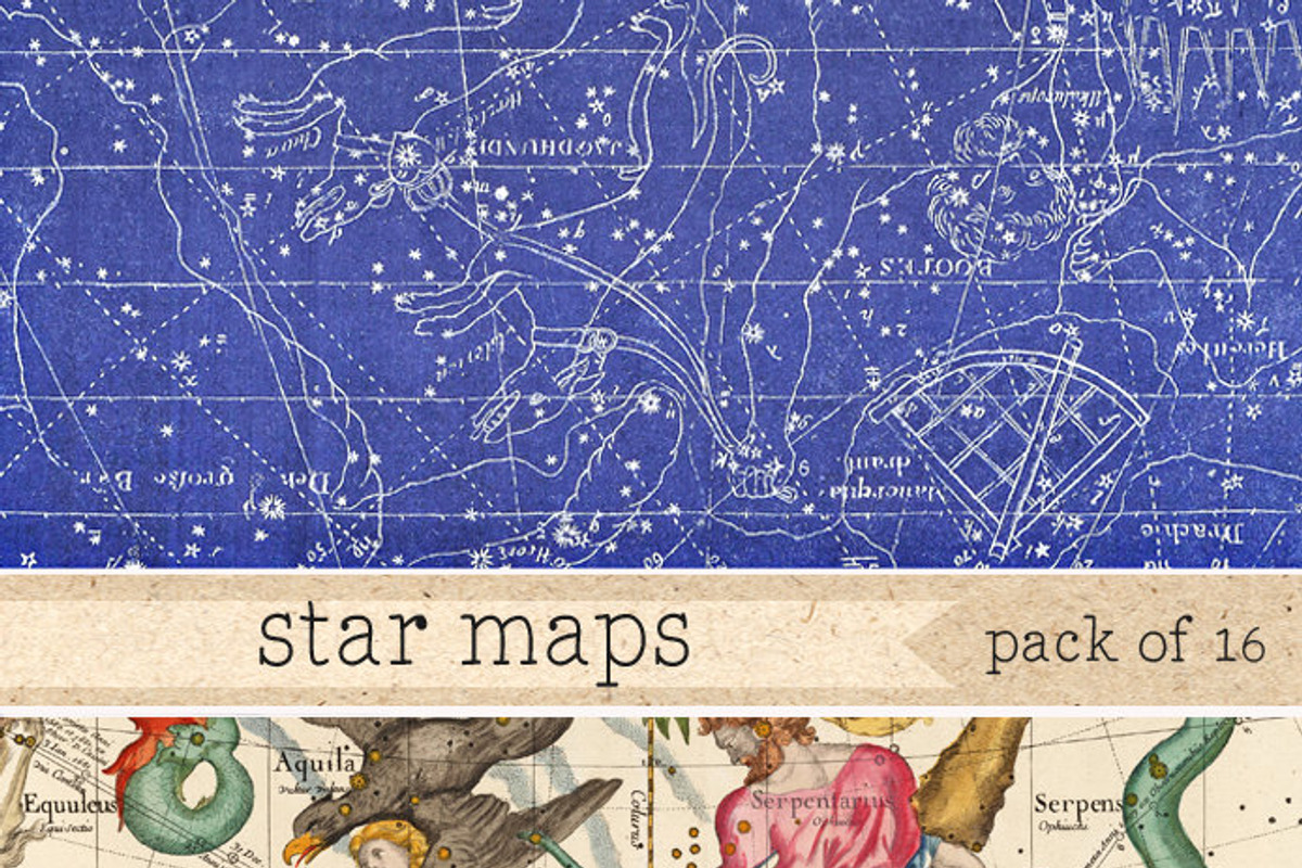 Astronomical Maps Digital Paper, a Pattern Graphic by ZephyrDigital