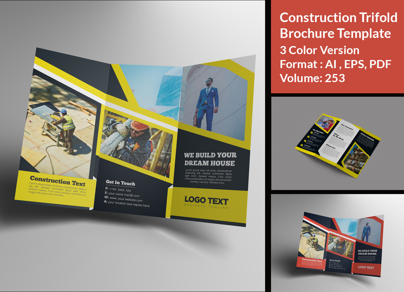 Construction trifold brochure Design, a Brochure Template by MRI STUDIO