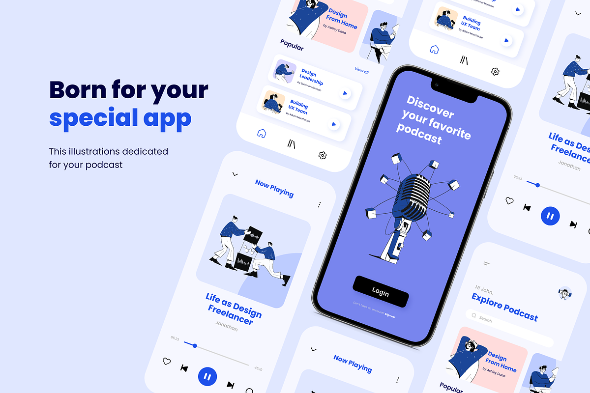 Podcast Illustrations, an Education Illustration by graphicsauce