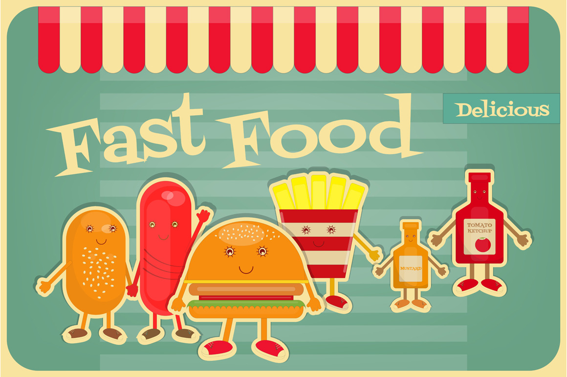 Fast Food Menu, a Food Illustration by ELFIVETROV DESIGN | Creative Market
