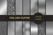 Silver foil digital paper, a Pattern Graphic by Paper Farms