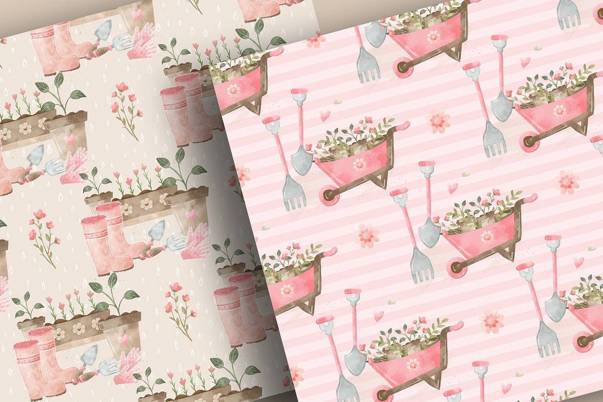 Garden digital paper pack, a Pattern Graphic by designloverstudio