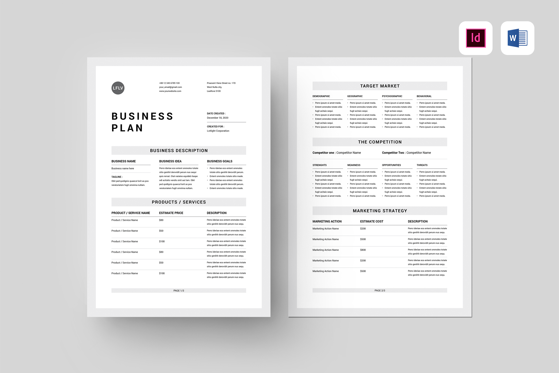 Business Plan | MS Word & Indesign | Stationery Templates ~ Creative Market