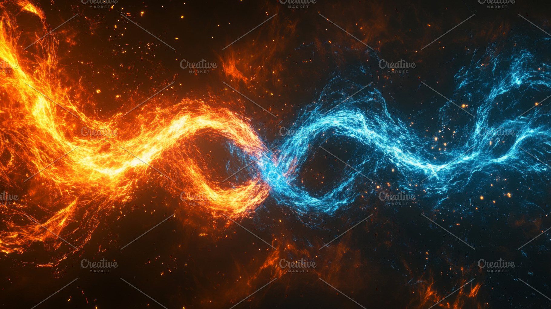 Fiery and Icy Infinity Symbol in Cosmic Energy Flow, an Abstract Photo ...