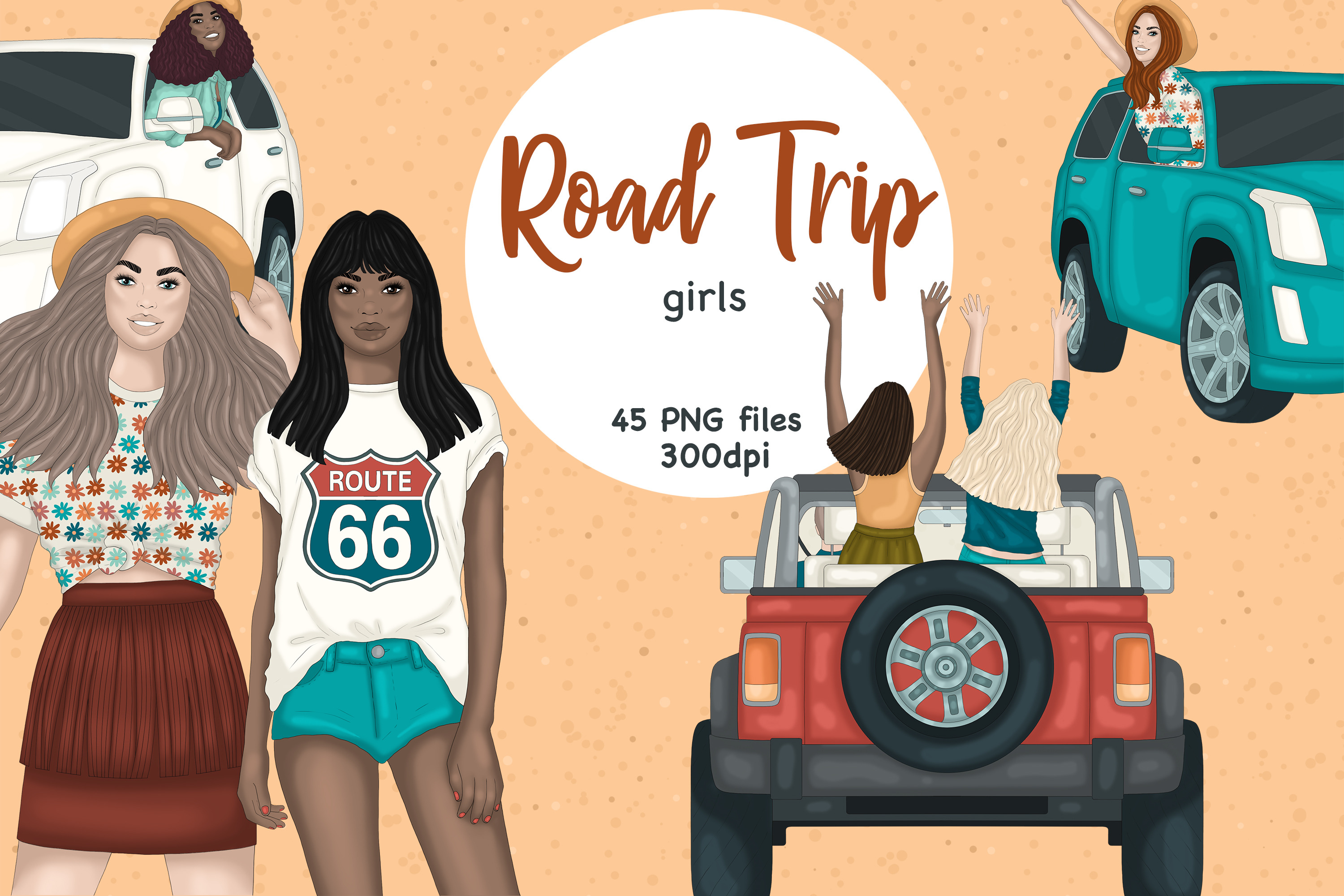 Road Trip Clipart | Summer Girl