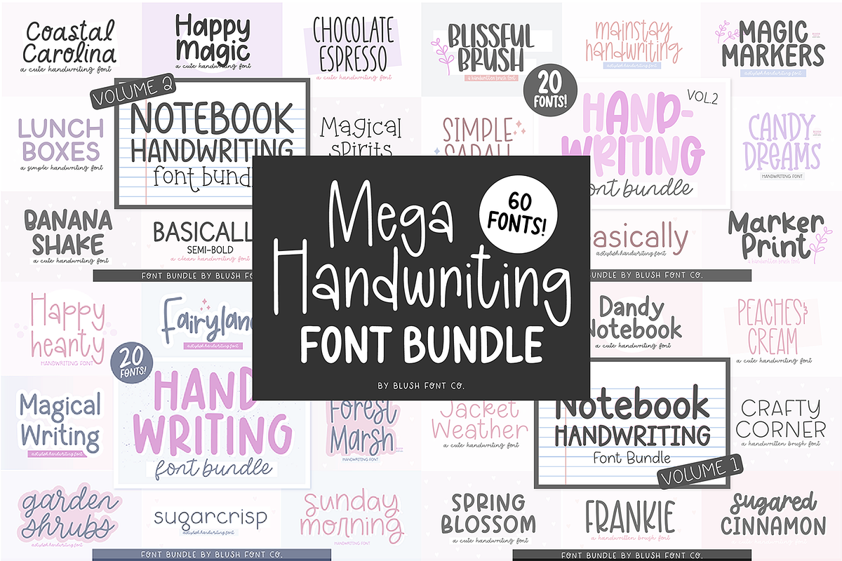 MEGA HANDWRITING Font Bundle V1, a Handwritten Font by Blush Font Co.