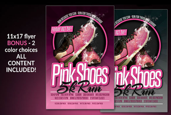 Pink Shoes 5k Run Flyer, a Flyer Template by potterDesigns